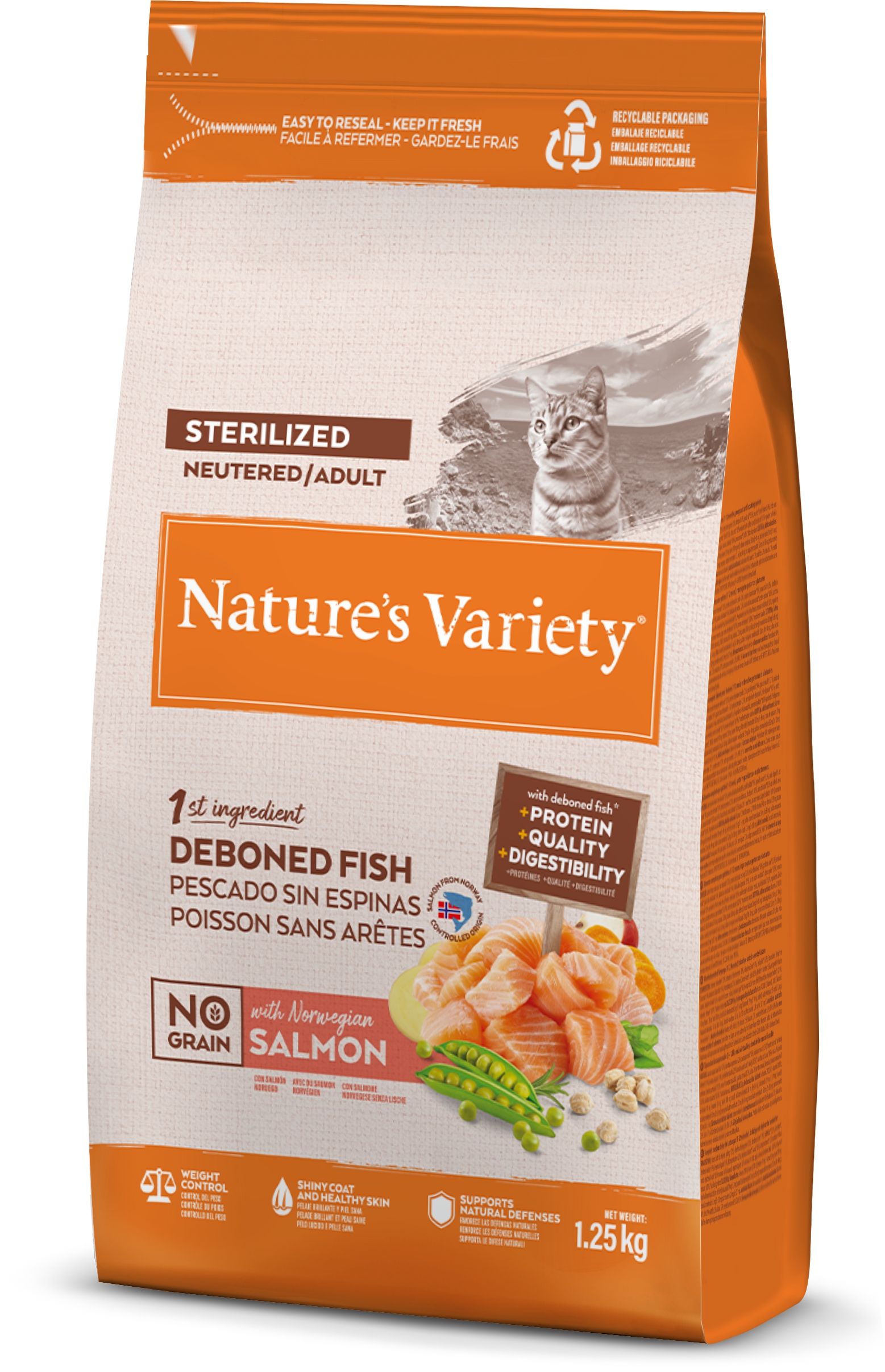Nature's Variety Cat No Grain Sterilised Salmone 1,25kg - quattrozampe